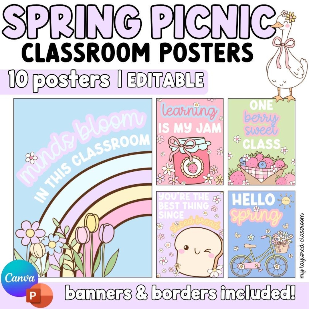 Pastel Spring Classroom Posters | Spring Picnic Classroom Decor ...