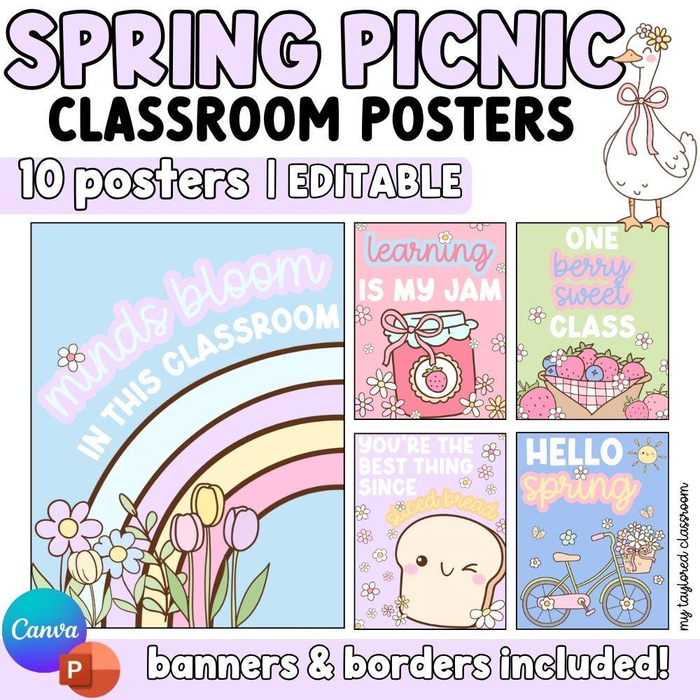 Pastel Spring Classroom Posters | Spring Picnic Classroom Decor ...