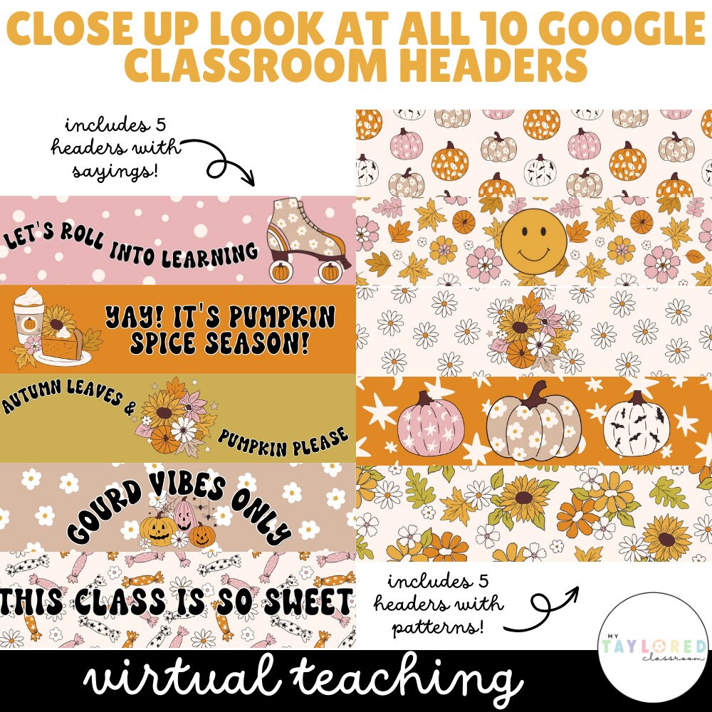Fall Retro Vintage Google Classroom Headers Fall Classroom Decor Retro ...