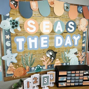 Neutral Ocean Classroom Decor | EDITABLE | Modern Ocean Classroom Decor ...