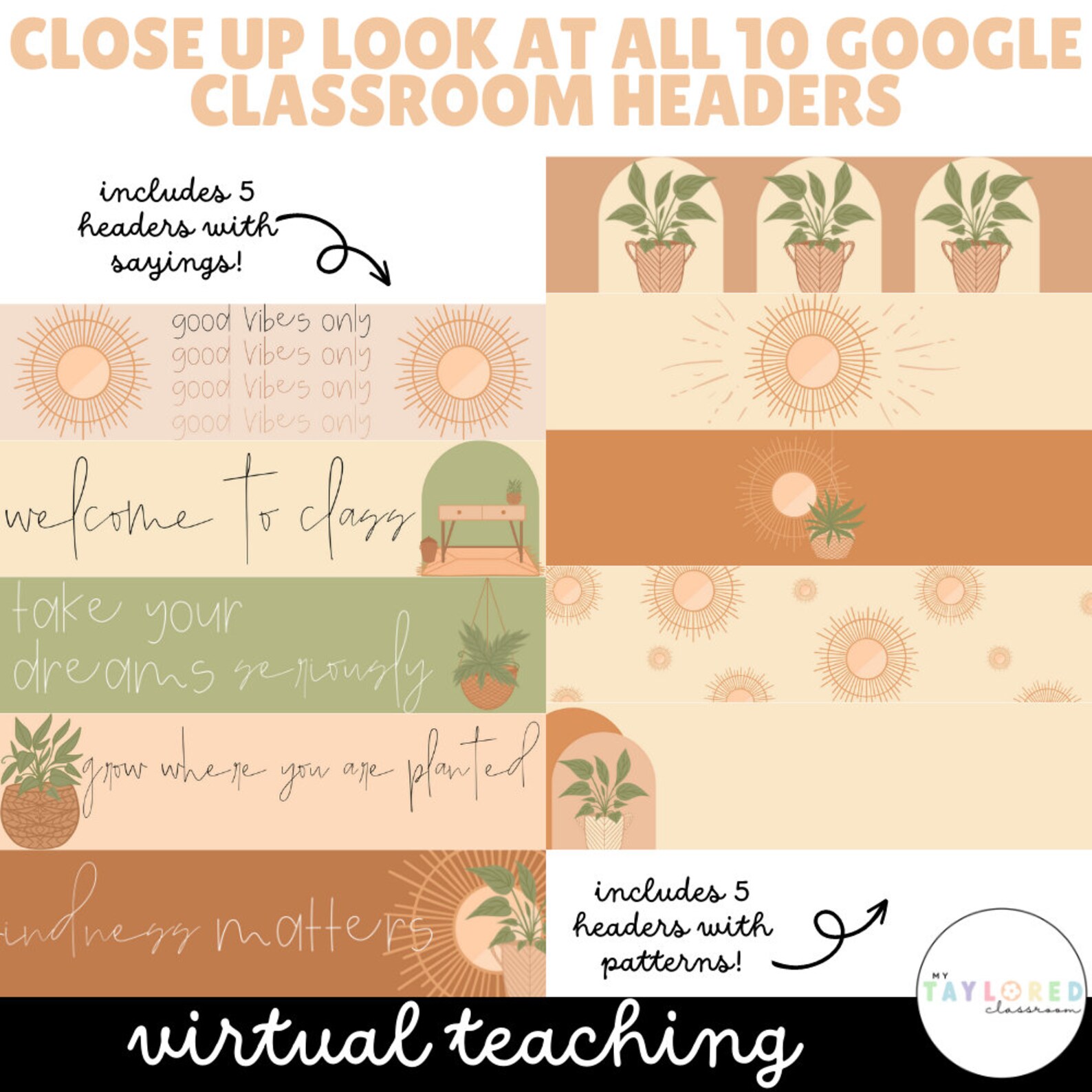 Modern Boho Google Classroom Headers Boho Classroom Decor - Etsy