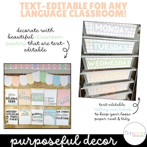 Pastel Rainbow Classroom Decor | EDITABLE | Pastel Classroom Decor ...