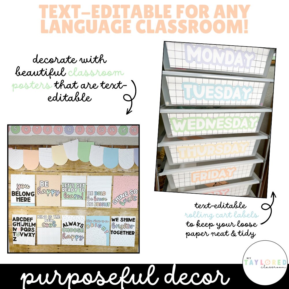 Pastel Rainbow Classroom Decor EDITABLE Pastel Classroom Decor - Etsy