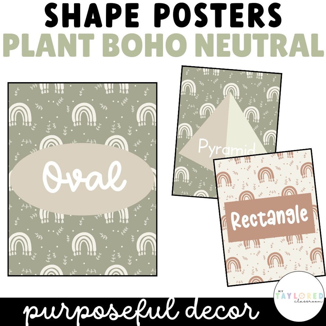 Plant Boho Neutral Shape Posters | Plant Classroom Decor - Etsy