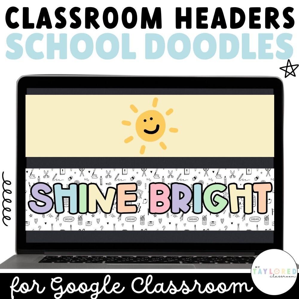 School Doodles Google Classroom Headers | Pastel Classroom Decor ...