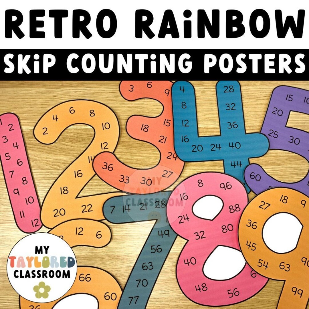 Retro Groovy Skip Counting Posters | Retro Classroom Decor - Etsy