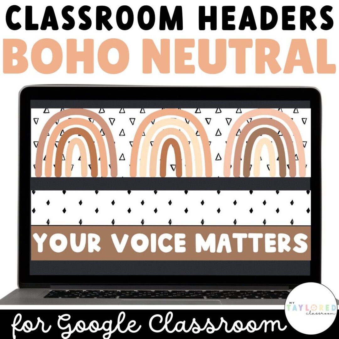 Boho Neutral Google Classroom Headers | Diversity Classroom Decor ...
