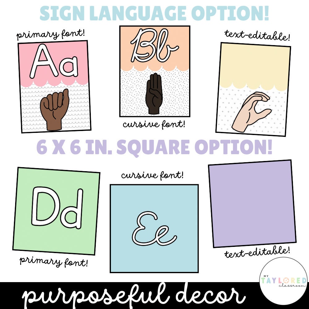 Pastel Rainbow Alphabet Classroom Posters | EDITABLE | Pastel Classroom ...