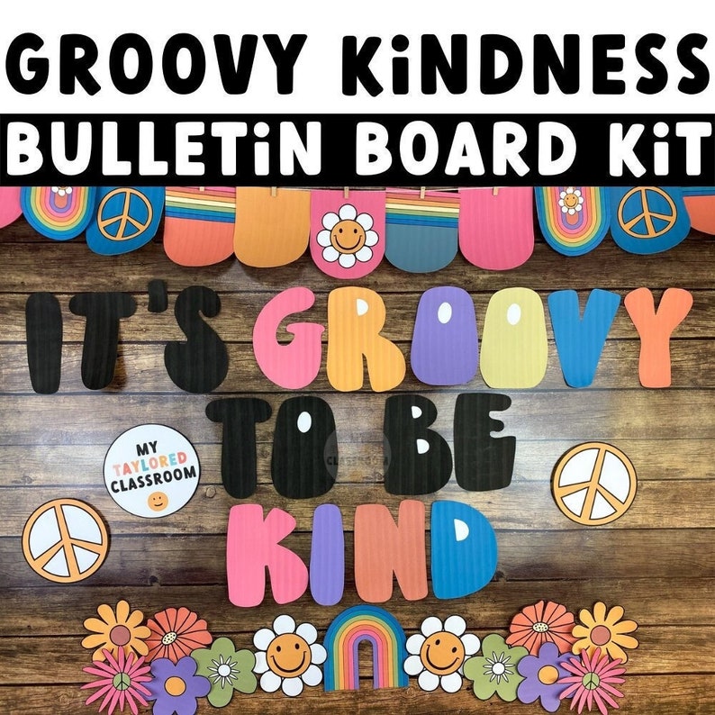 Groovy Kindness Bulletin Board Kit | Kindness Door Decor | Kindness ...