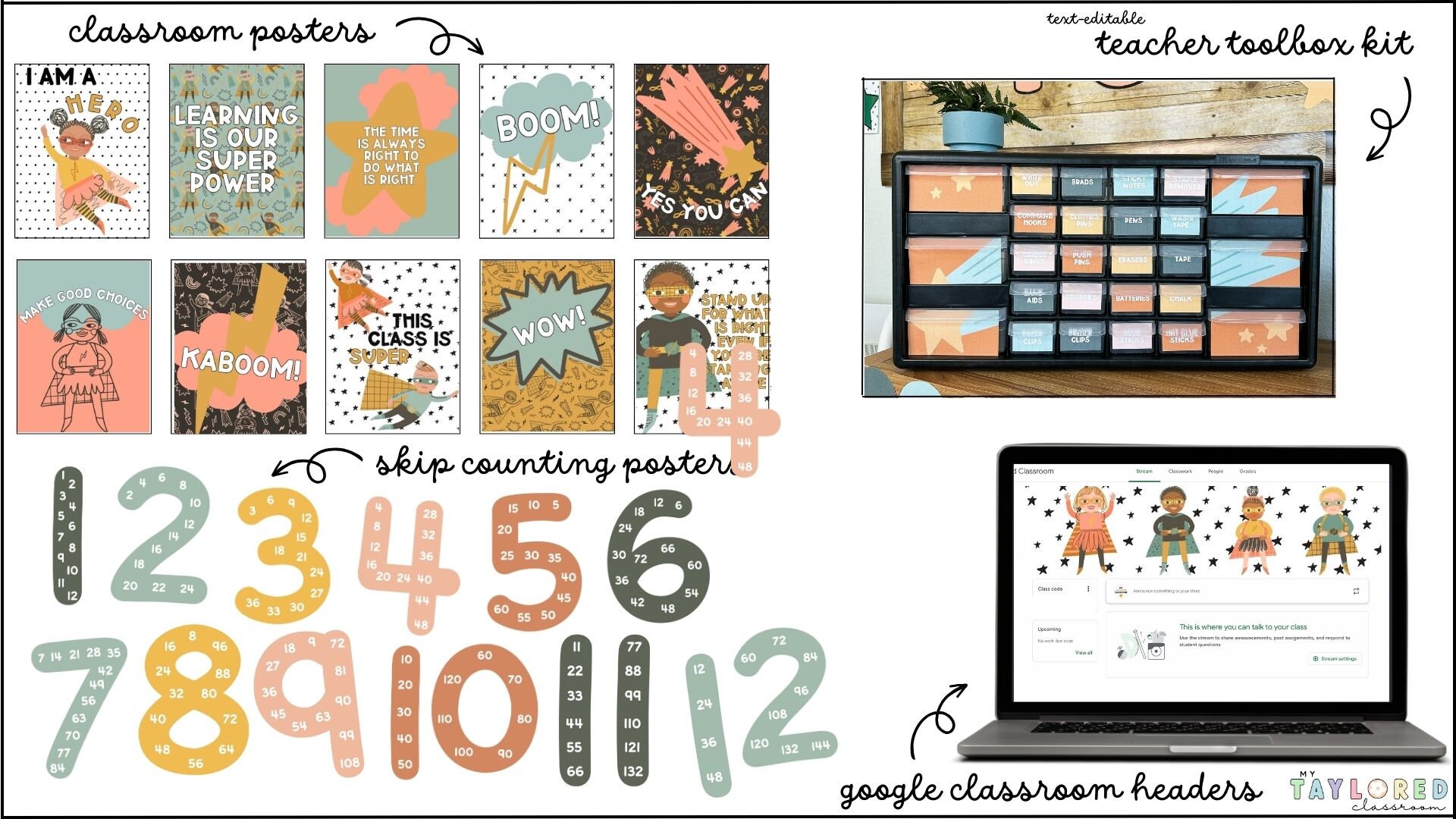 Superhero Black and White Classroom Decor | EDITABLE | Superhero ...