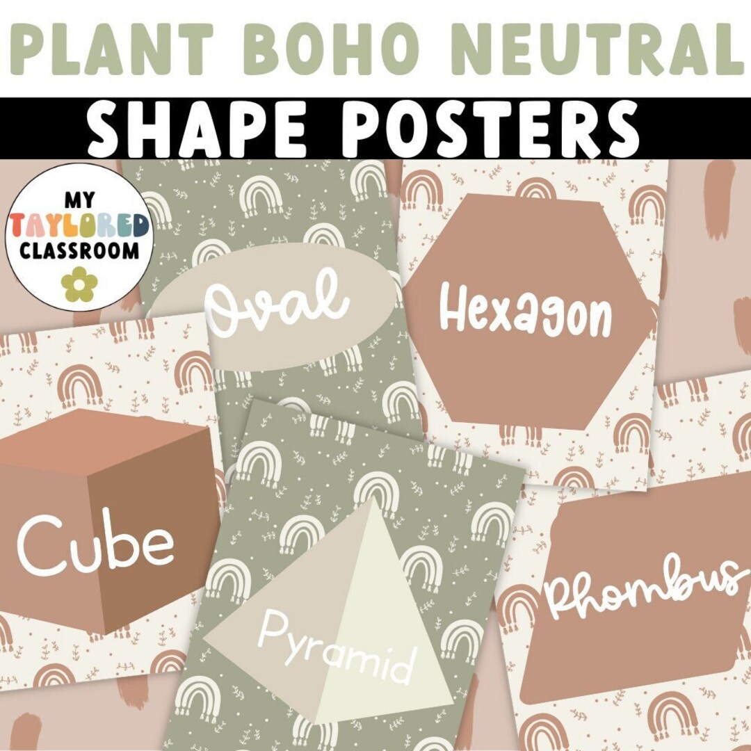 Plant Boho Neutral Shape Posters Plant Classroom Decor - Etsy