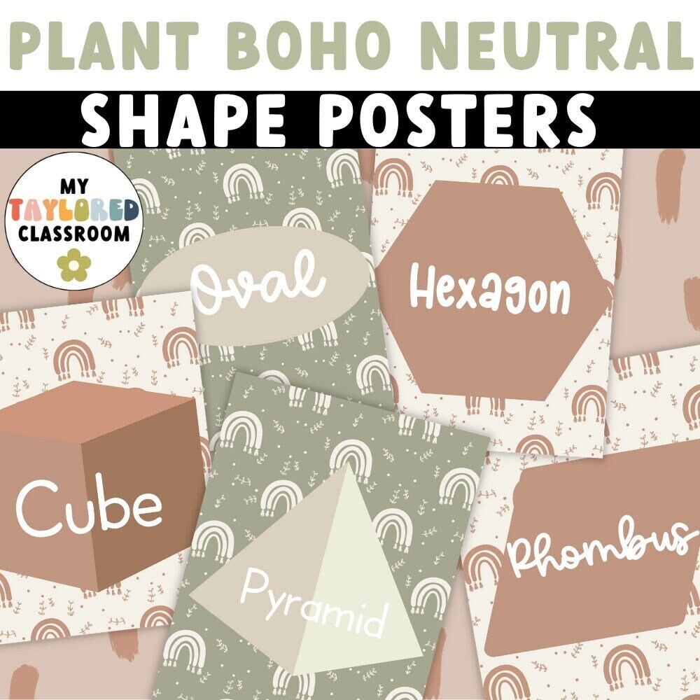 Plant Boho Neutral Shape Posters Plant Classroom Decor - Etsy