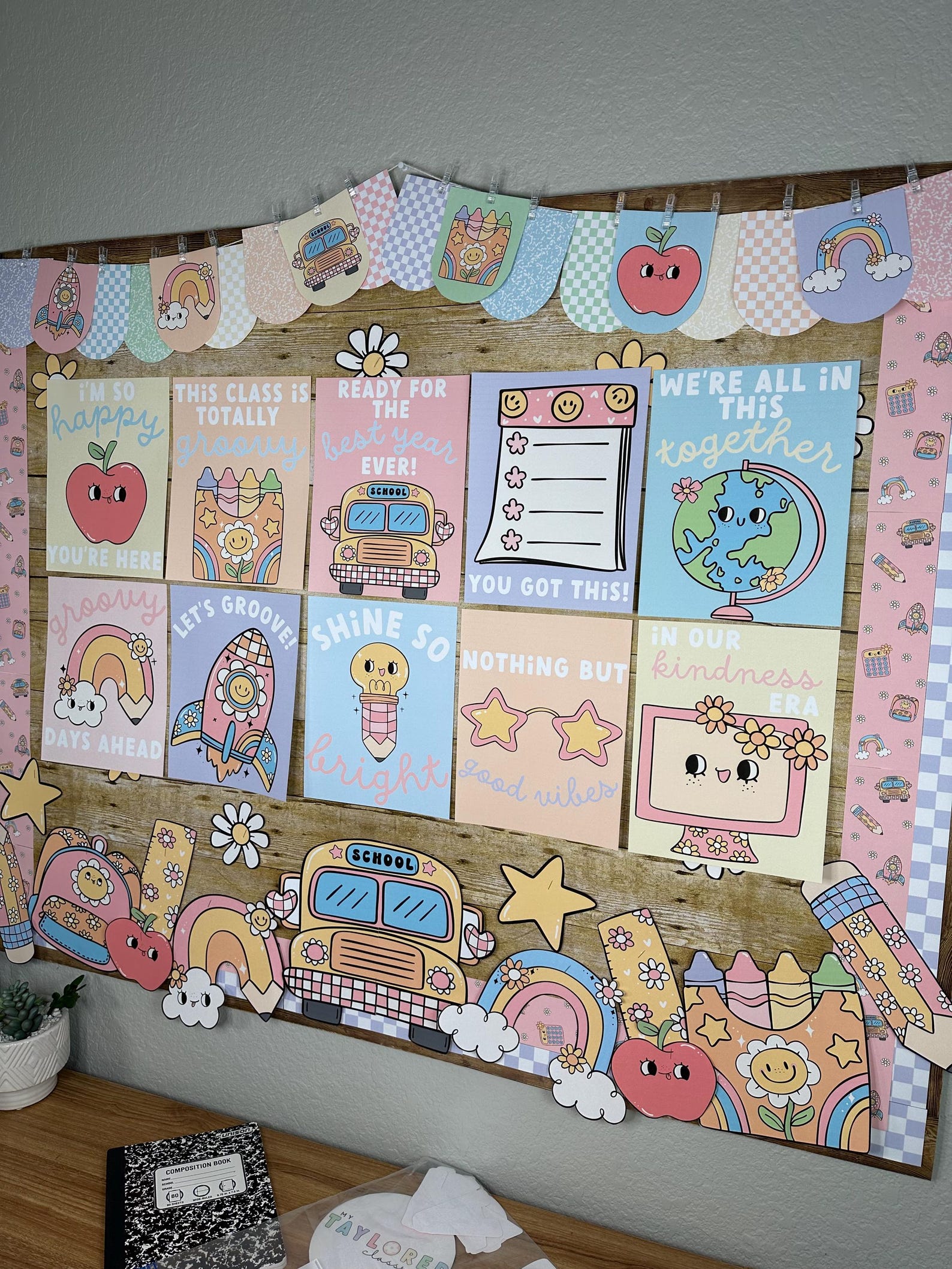 Groovy Brights Classroom Decor Bundle – Editable - Composition Notebook ...