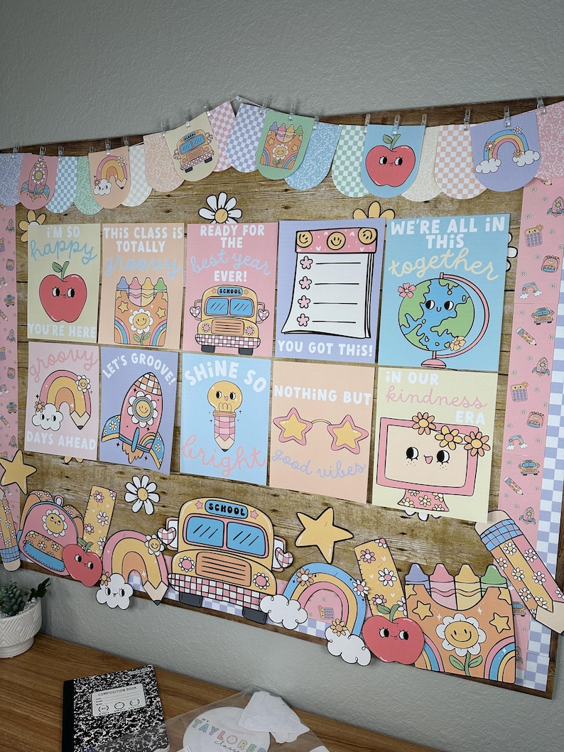 Groovy Brights Classroom Decor Bundle – Editable - Composition Notebook ...