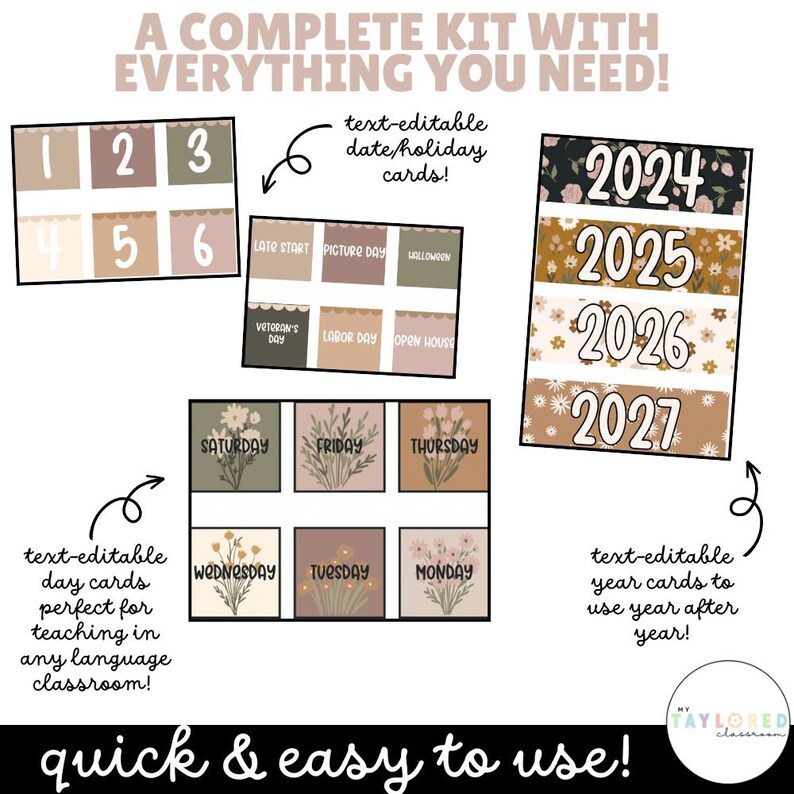 Vintage Floral Classroom Calendar Kit | EDITABLE | Vintage Classroom ...