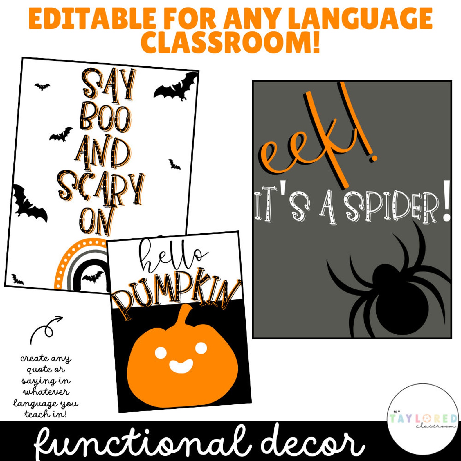 Halloween Boho Rainbow Classroom Posters | Halloween Classroom Decor ...