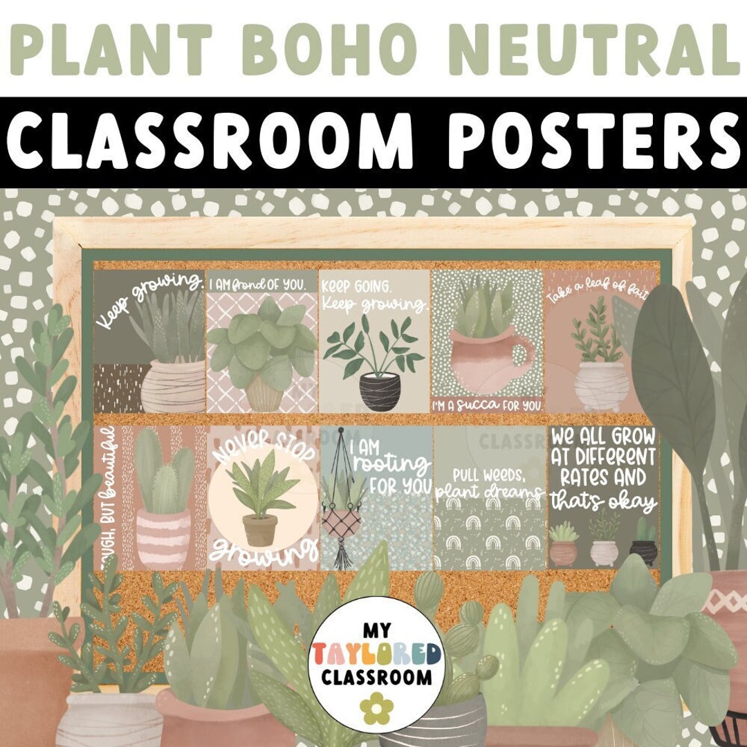 Plant Boho Neutral Classroom Posters Plant Classroom Decor - Etsy