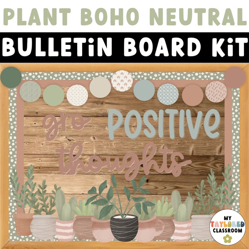 Plant Boho Neutral Bulletin Board Kit Plant Bulletin Board - Etsy