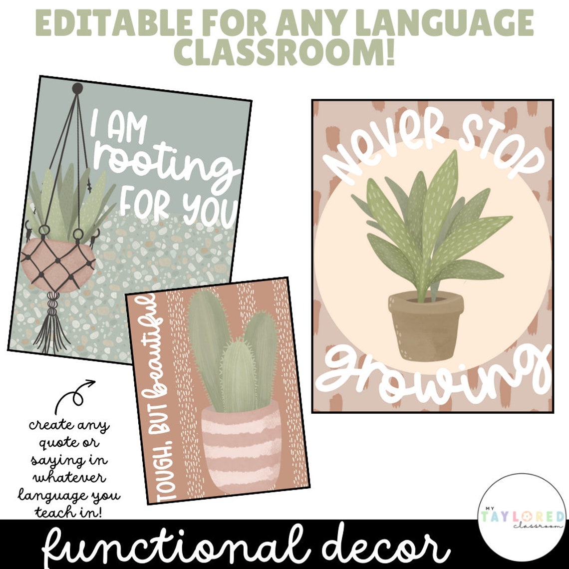 Plant Boho Neutral Classroom Posters | Plant Classroom Decor - Etsy UK