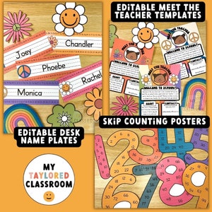 Retro Rainbow Classroom Decor | EDITABLE | Retro Classroom Decor - Etsy