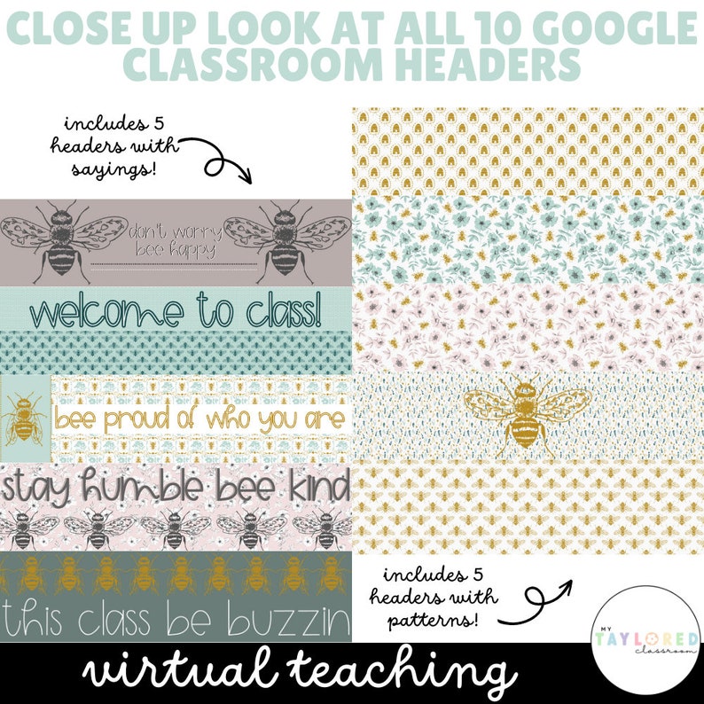 Vintage Bee-themed Google Classroom Headers | Bee-themed Classroom ...