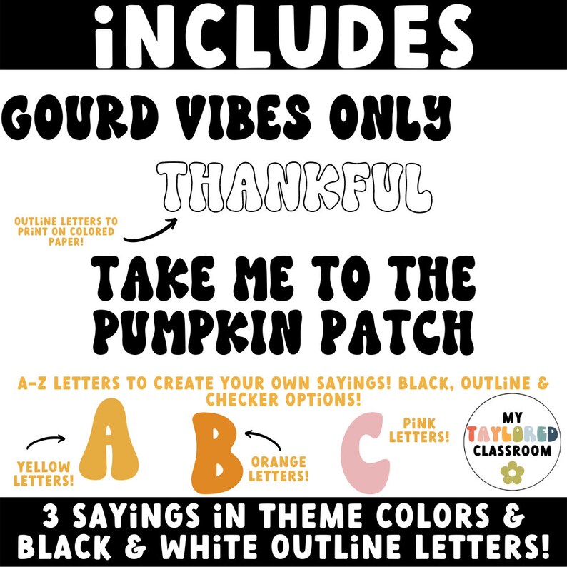 Fall Retro Vintage Bulletin Board Kit | Fall Classroom Decor - Etsy