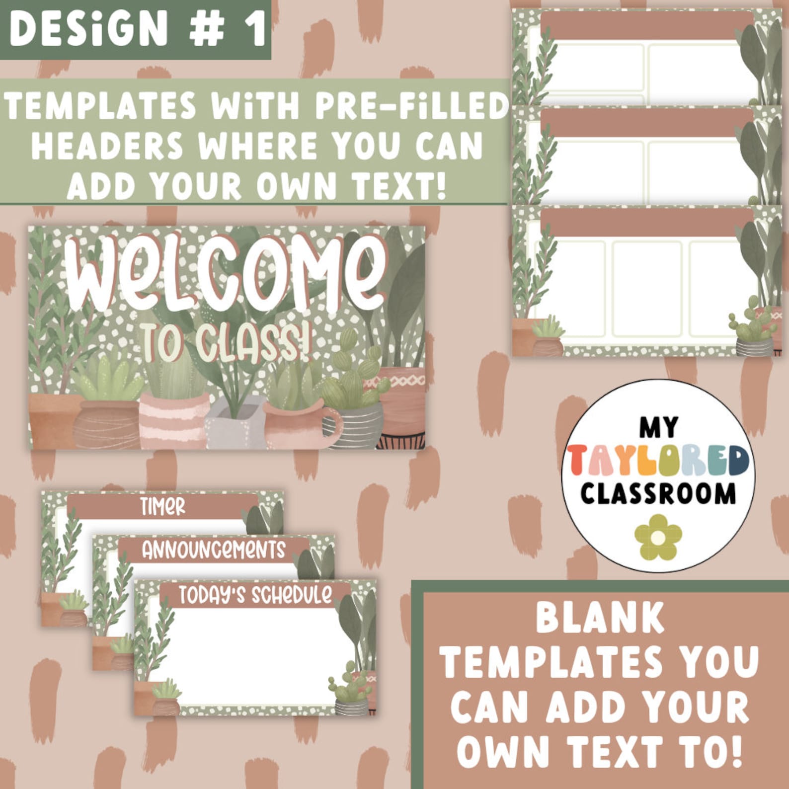 Plant Boho Neutral Google Slides Templates | Plant Classroom Decor - Etsy