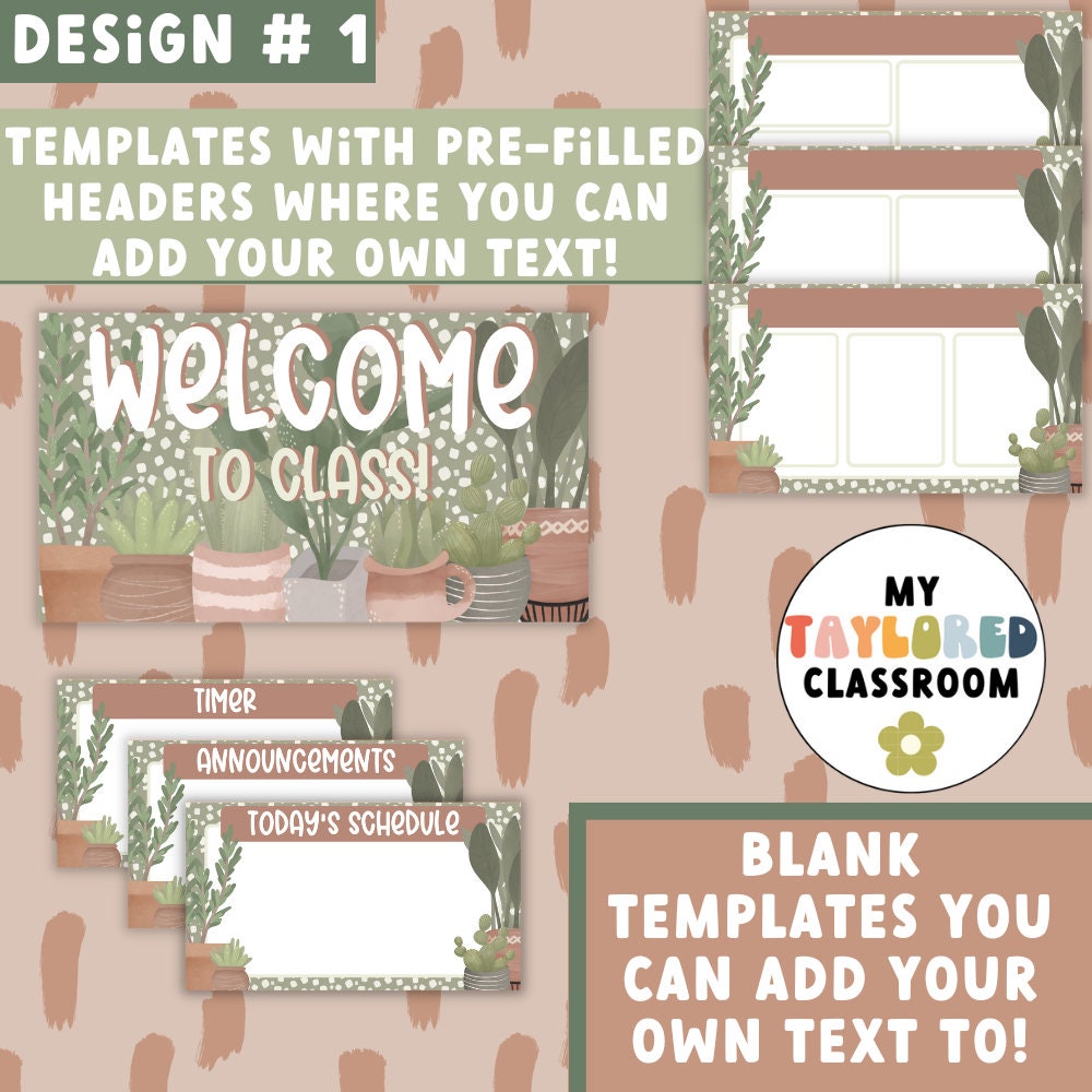 Plant Boho Neutral Google Slides Templates | Plant Classroom Decor - Etsy