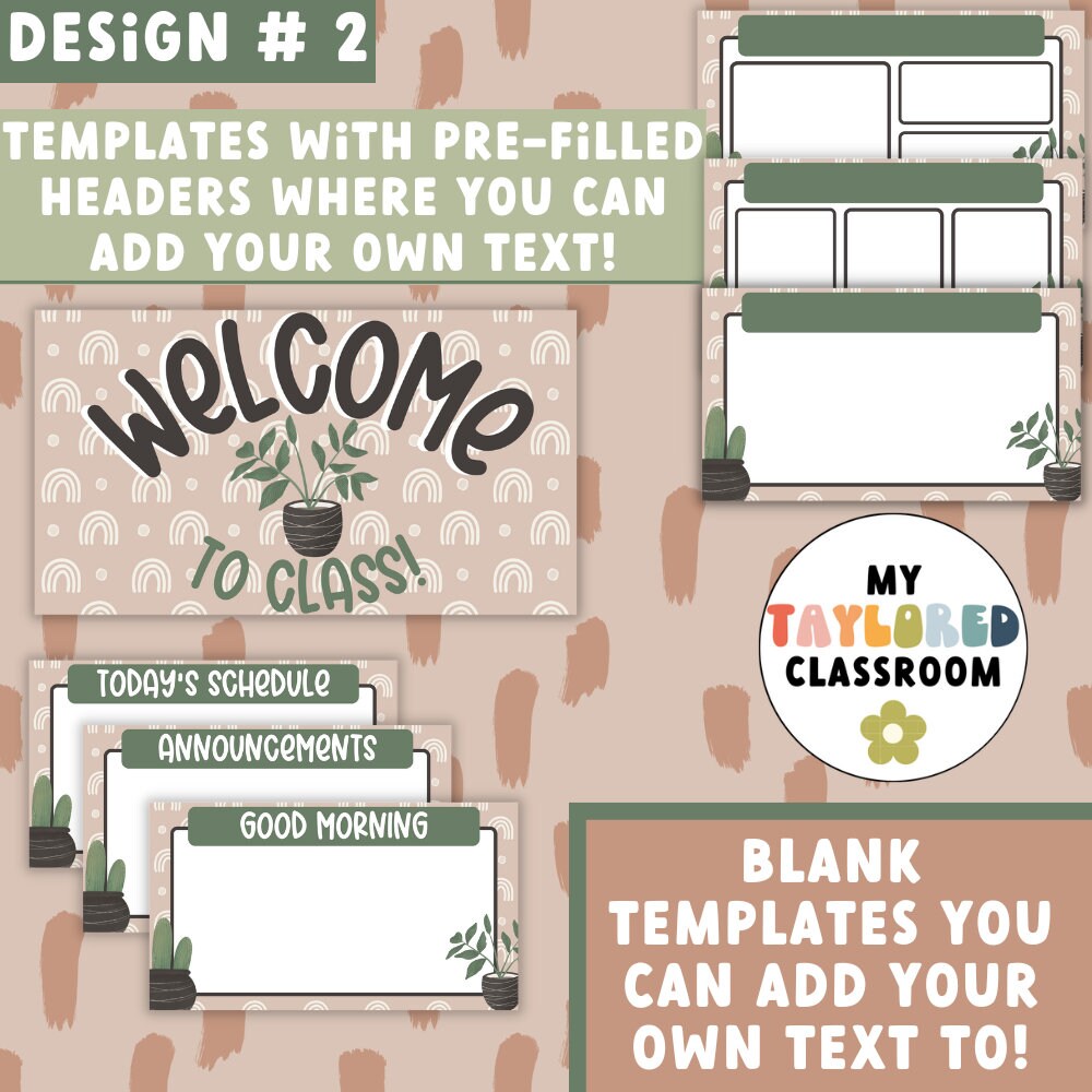 Plant Boho Neutral Google Slides Templates | Plant Classroom Decor - Etsy