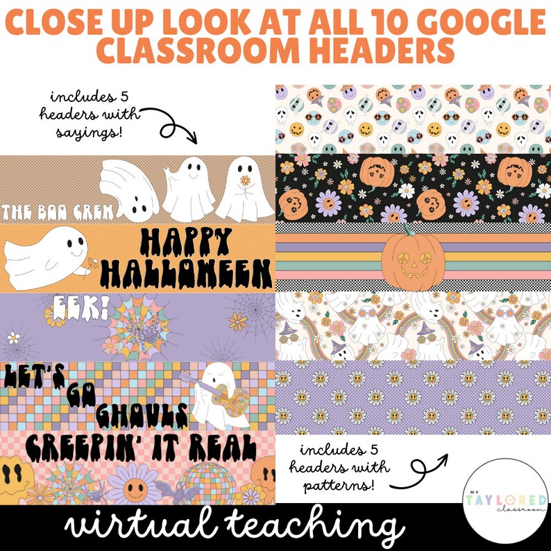 Halloween Retro Groovy Google Classroom Headers Halloween Classroom ...