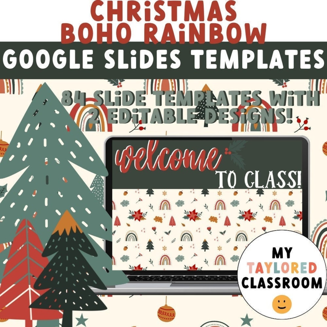 Christmas Boho Rainbow Google Slides Templates - Etsy