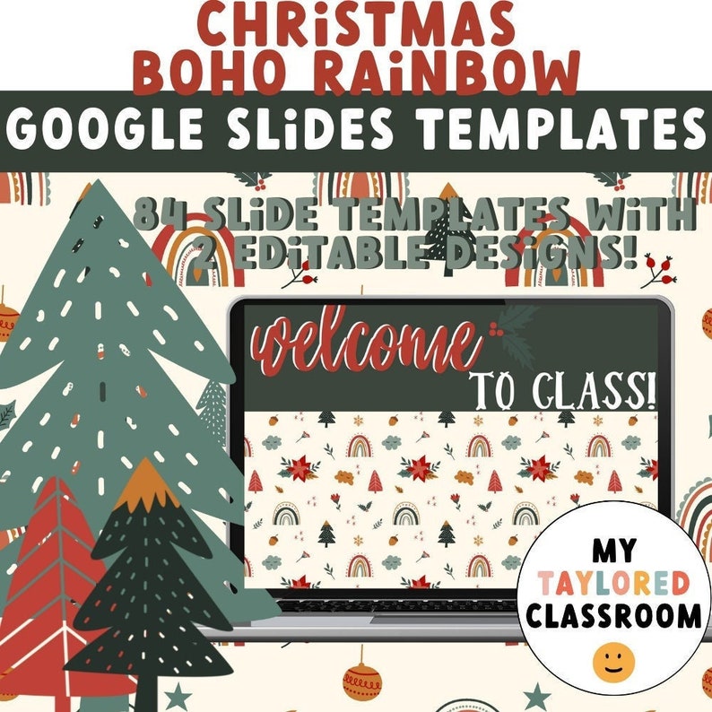 Christmas Boho Rainbow Google Slides Templates - Etsy