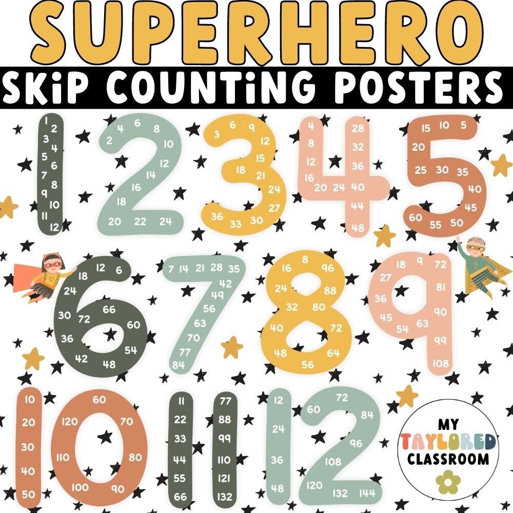 Superhero Skip Counting Posters Superhero Classroom Decor - Etsy