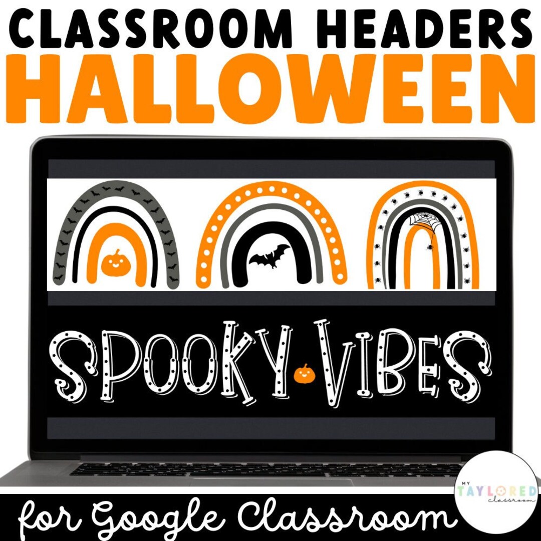 Halloween Boho Rainbow Google Classroom Headers | Halloween Classroom ...