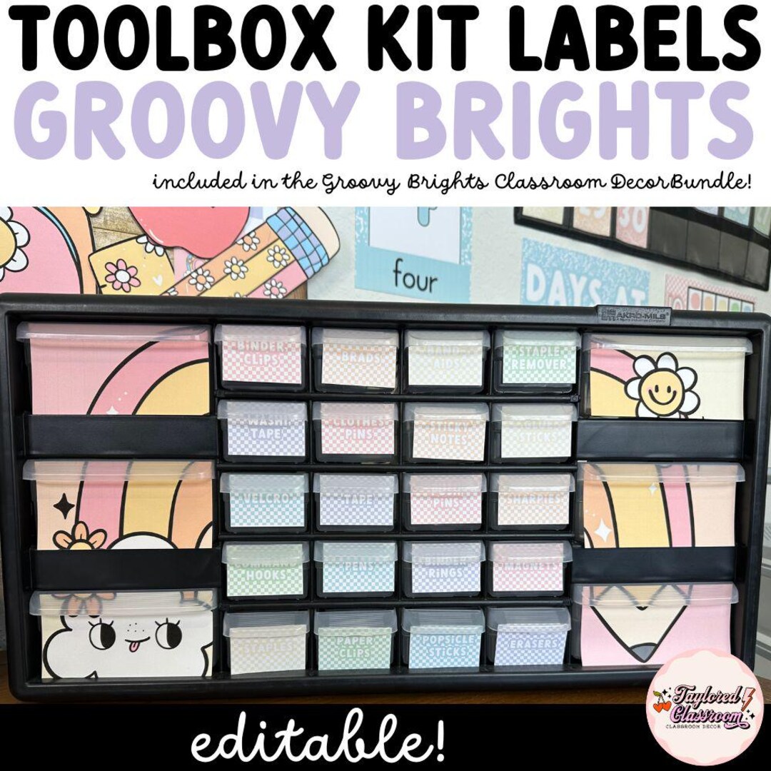 Groovy Brights Teacher Toolbox Labels – Retro Pastel Classroom ...