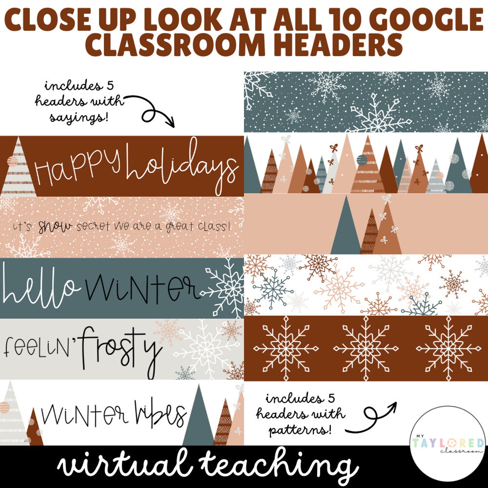 Boho Holiday Google Classroom Headers | Holiday Classroom Decor ...