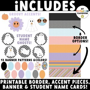 Halloween Retro Groovy Bulletin Board Kit or Door Decor | Halloween ...