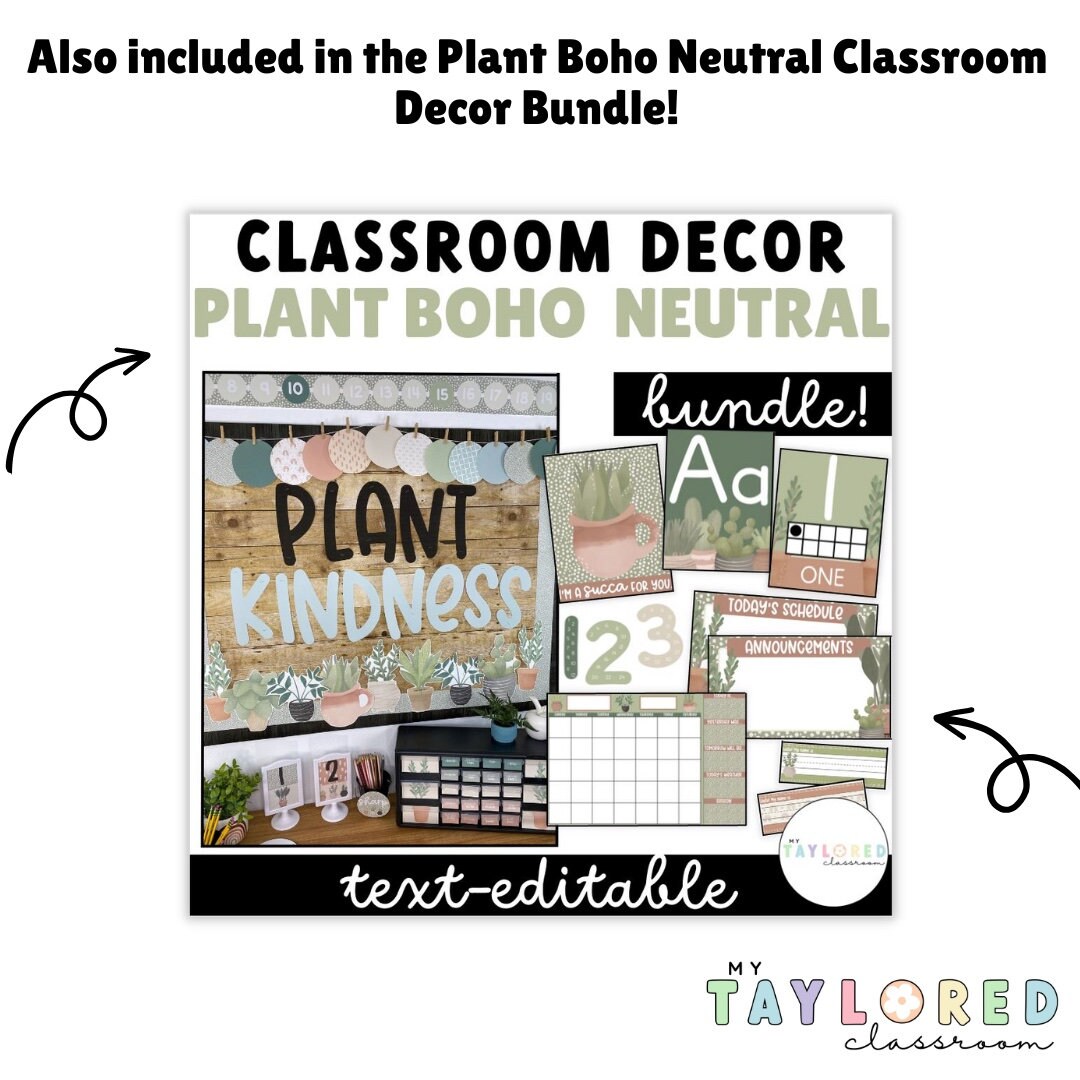 Plant Boho Neutral Classroom Posters Plant Classroom Decor - Etsy