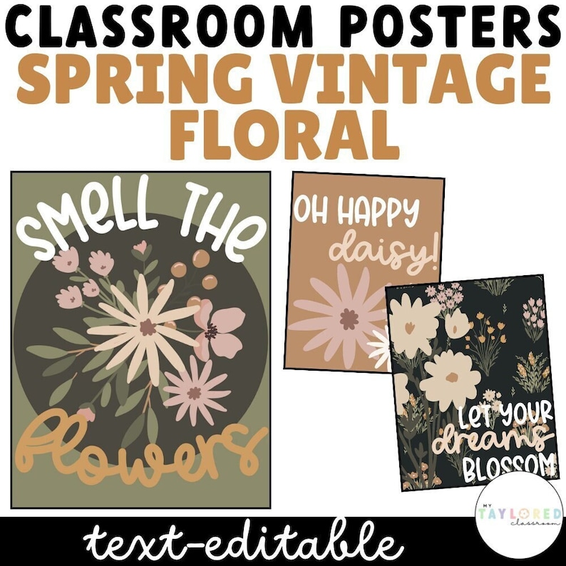 Spring Vintage Floral Classroom Posters | Spring Posters | Easter ...