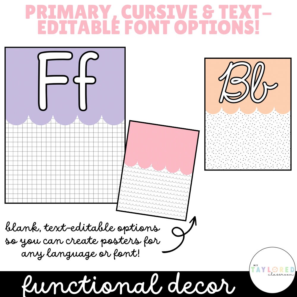 Pastel Rainbow Alphabet Classroom Posters | EDITABLE | Pastel Classroom ...