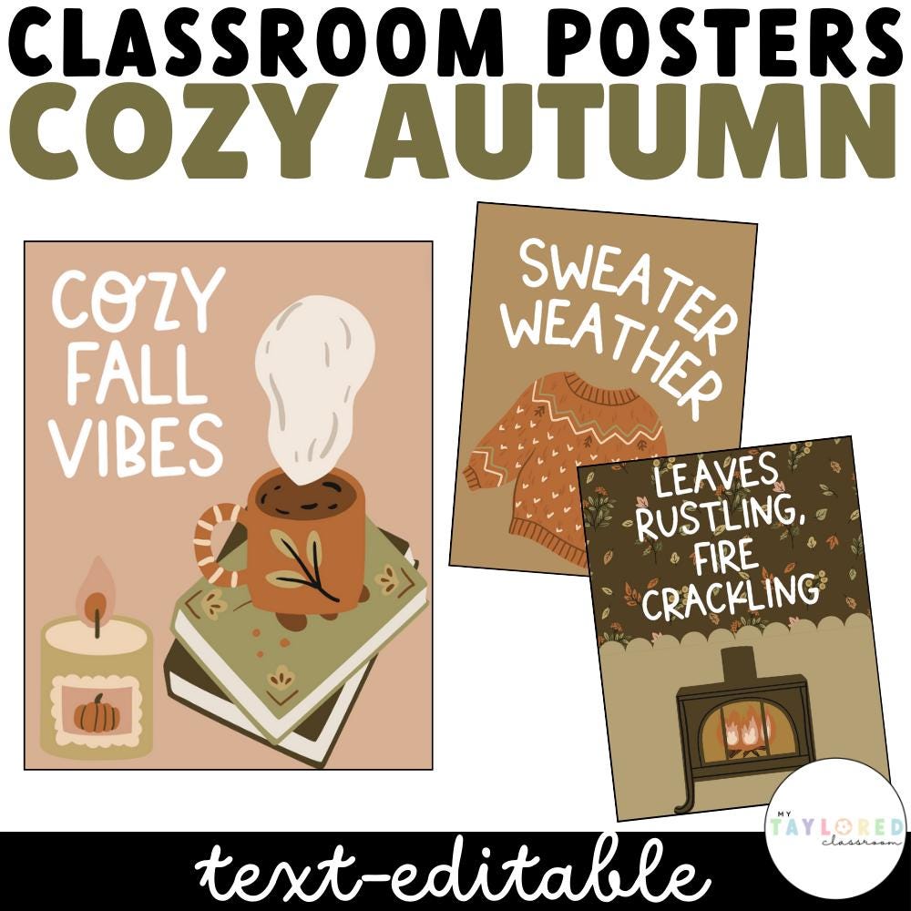 Cozy Autumn Classroom Posters | Fall Classroom Posters | Fall Classroom ...