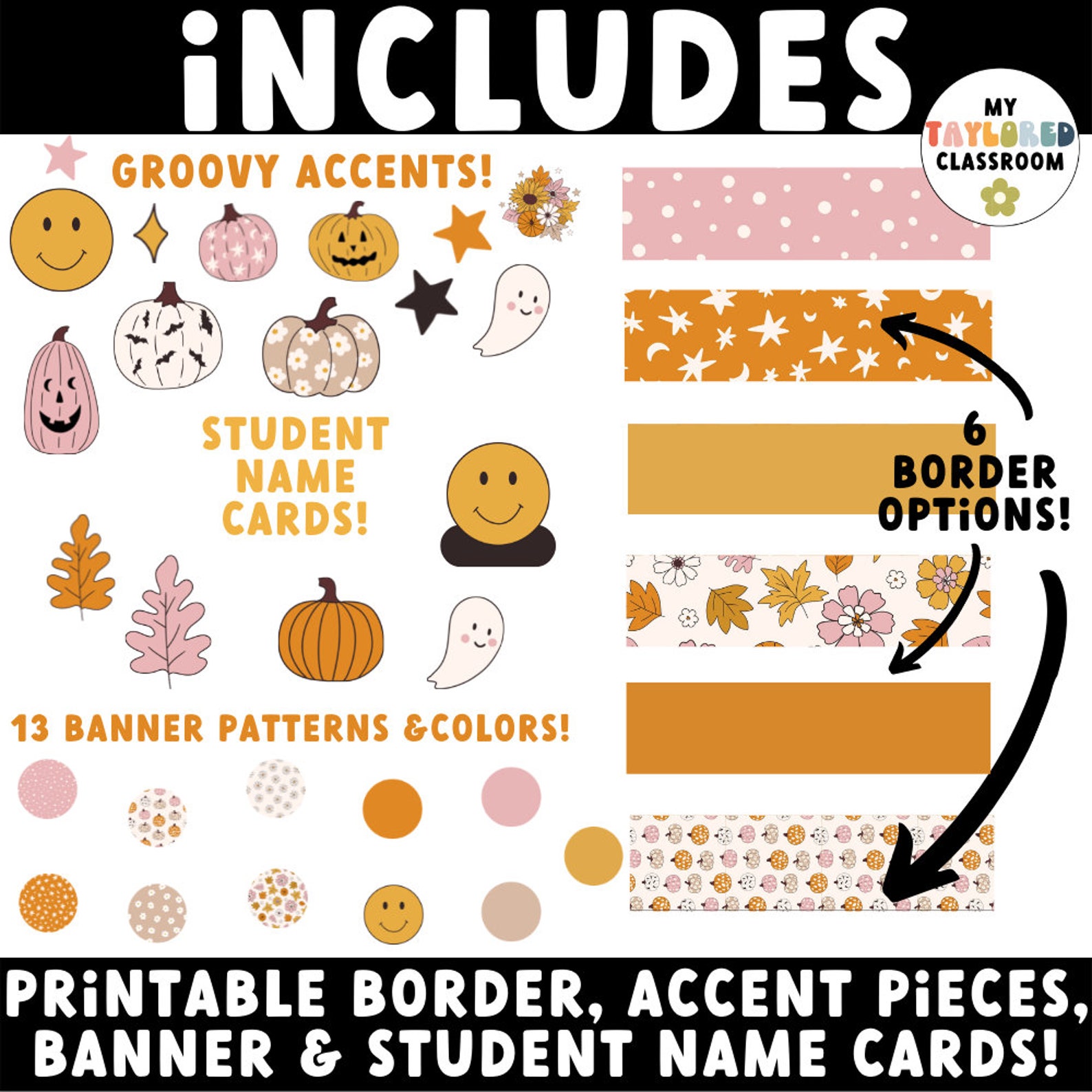 Fall Retro Vintage Bulletin Board Kit | Fall Classroom Decor - Etsy