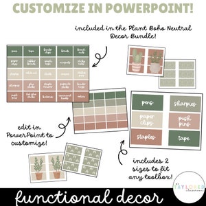 Plant Boho Neutral Teacher Toolbox Kit EDITABLE Plant Classroom Decor ...