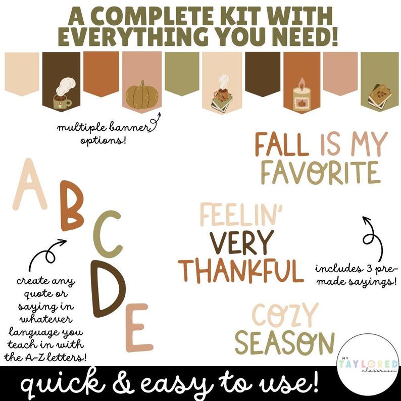Cozy Autumn Bulletin Board Kit | Fall Classroom Decor (digital Download ...