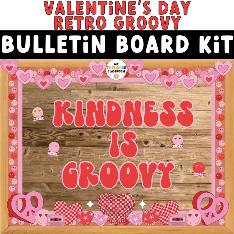 Valentine's Day Retro Groovy Bulletin Board Kit or Door Decor - Etsy