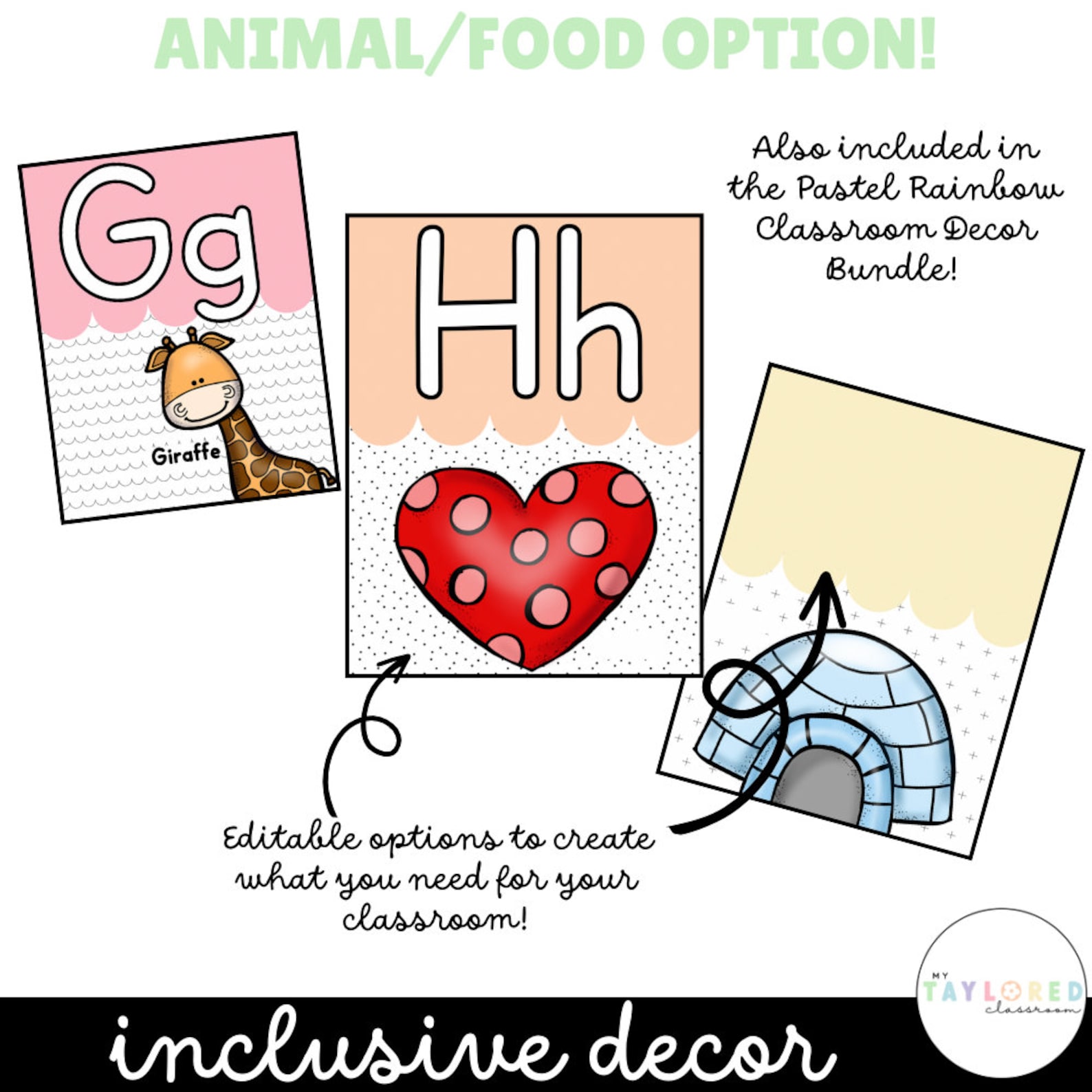 Pastel Rainbow Alphabet Classroom Posters | EDITABLE | Pastel Classroom ...
