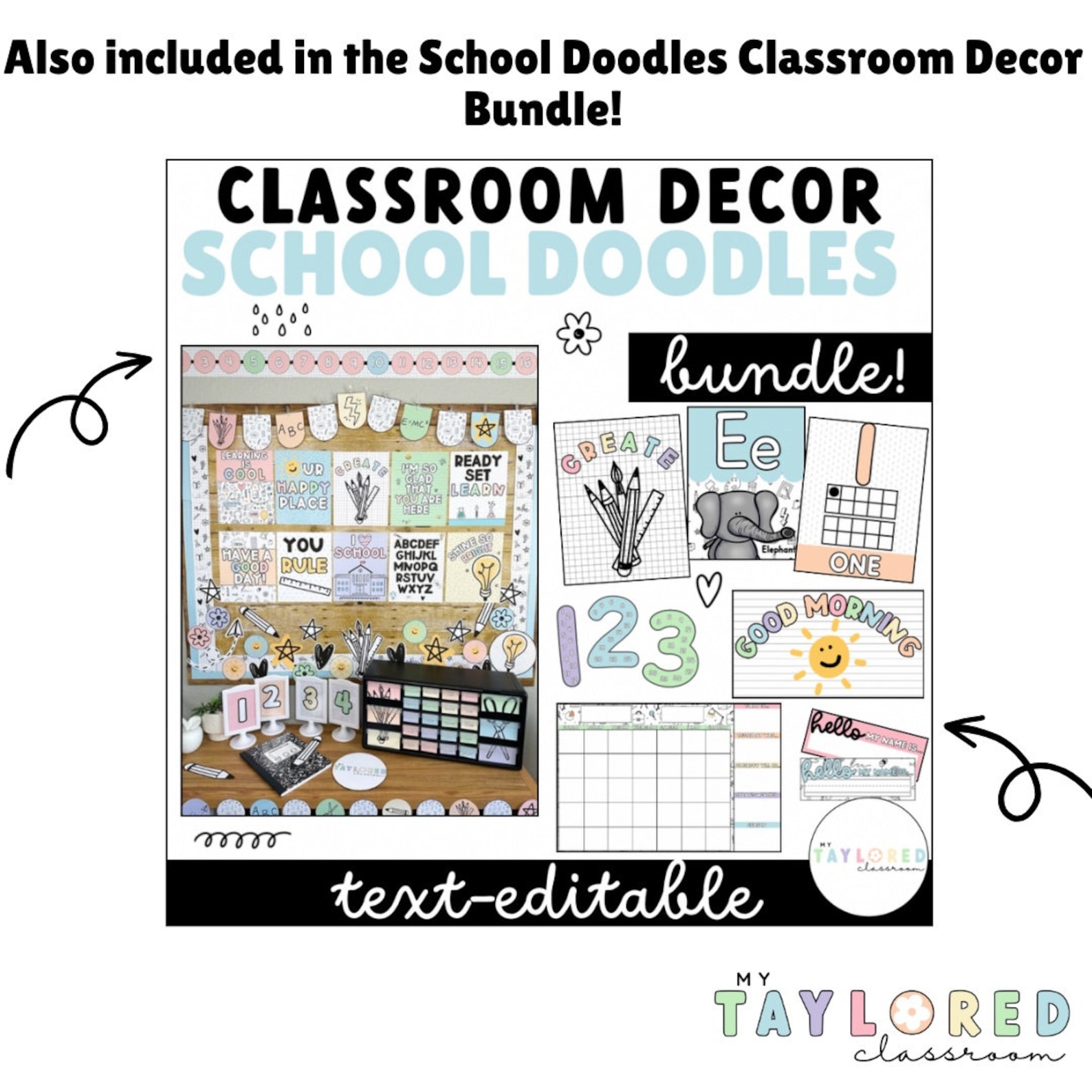 School Doodles Teacher Rolling Cart Labels | EDITABLE | Calm Pastel ...