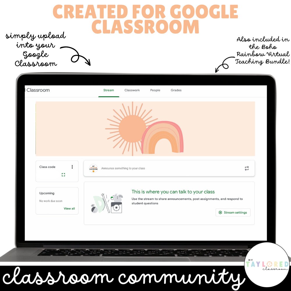 Boho Rainbow Google Classroom Headers | Boho Rainbow Classroom Decor - Etsy