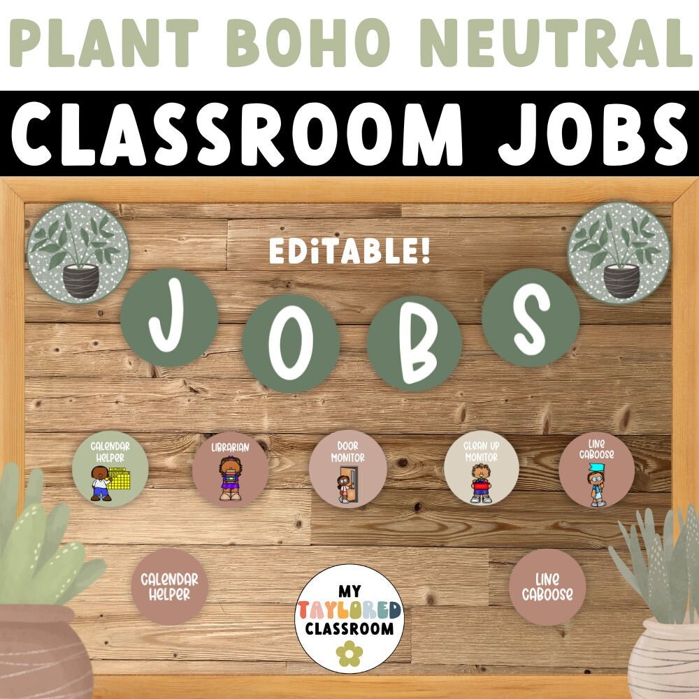 Plant Boho Neutral Classroom Jobs Plant Classroom Decor - Etsy