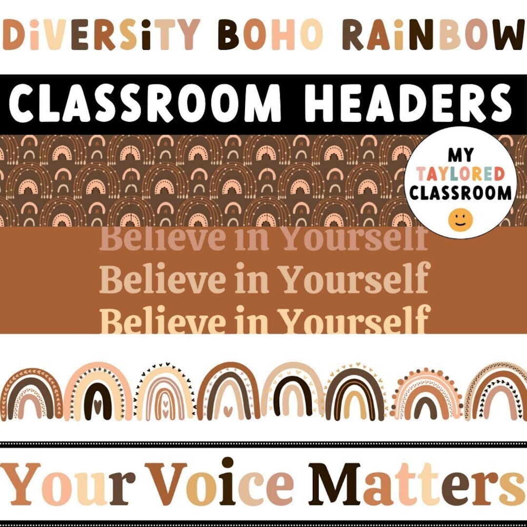 Diversity Boho Rainbow Google Classroom Headers Diversity - Etsy